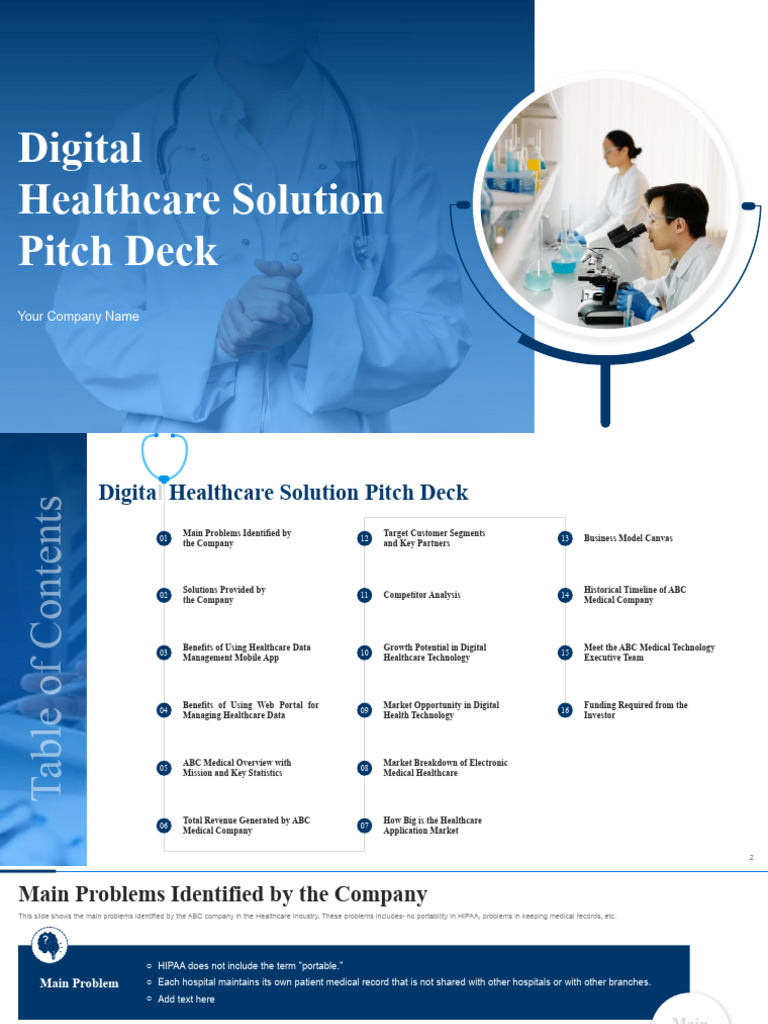 Digital Healthcare Solution Pitch Deck PPT Template 2 | PDF | Electronic Health Record | Health Care