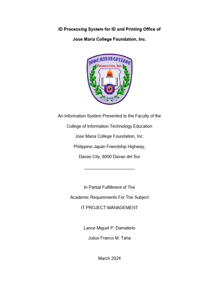 2ND REVISION - ID Processing System For ID and Printing Office of Jose ...