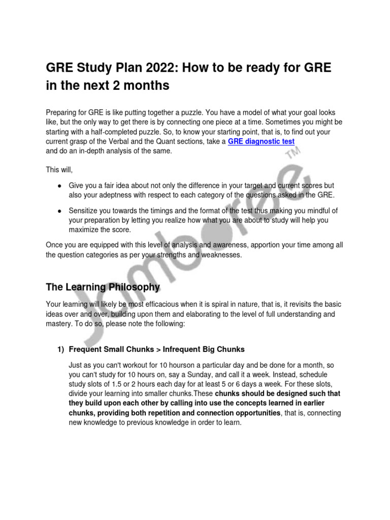 Jamboree GRE StudyPlan | PDF | Graduate Record Examinations | Vocabulary