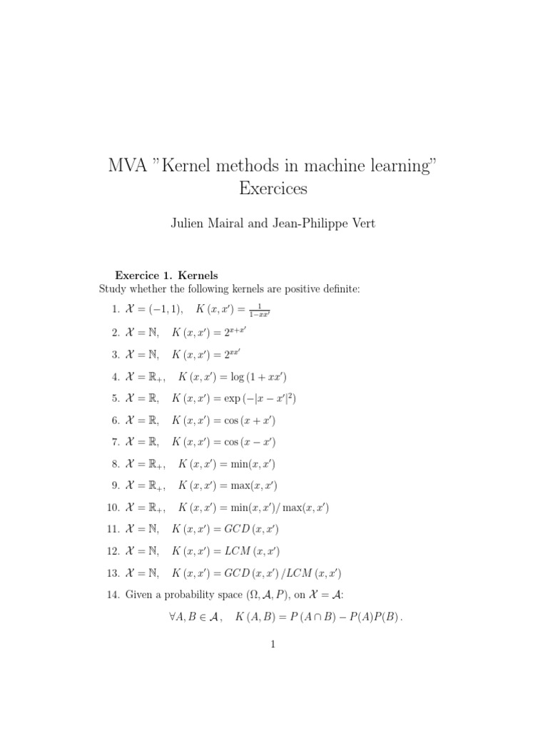 Exercices Kernel Trick | Download Free PDF | Principal Component Analysis | Support Vector Machine
