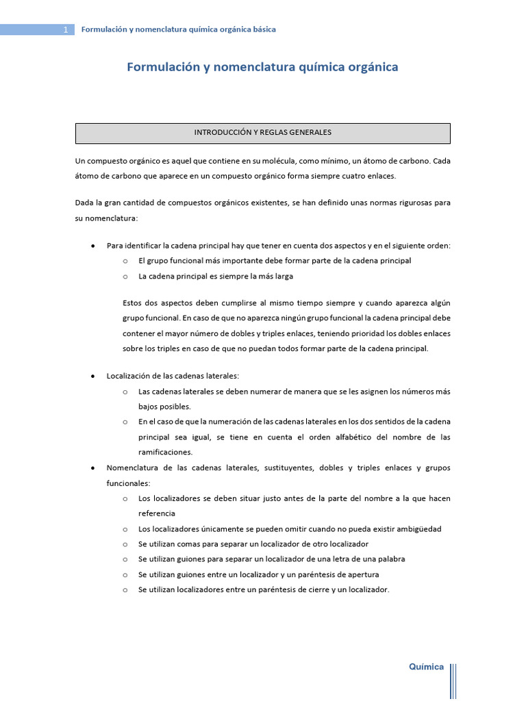 Nomenclatura y formulación orgánica básica | PDF | Hidrocarburos | Alqueno