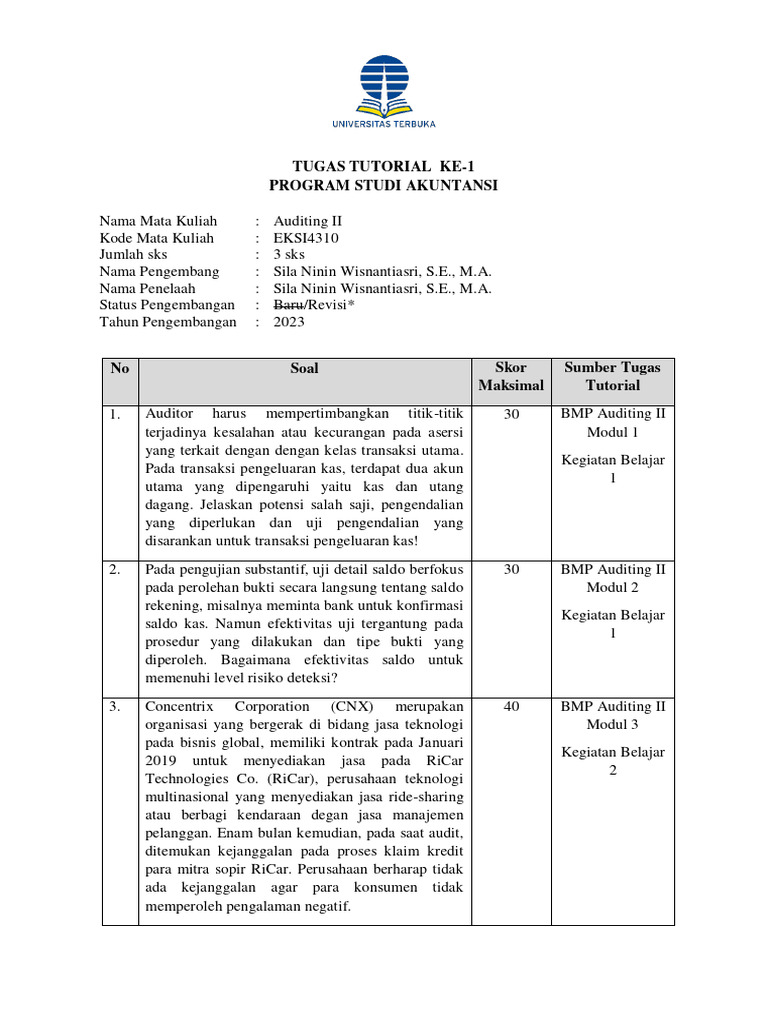 Tugas 1 Auditing II | PDF