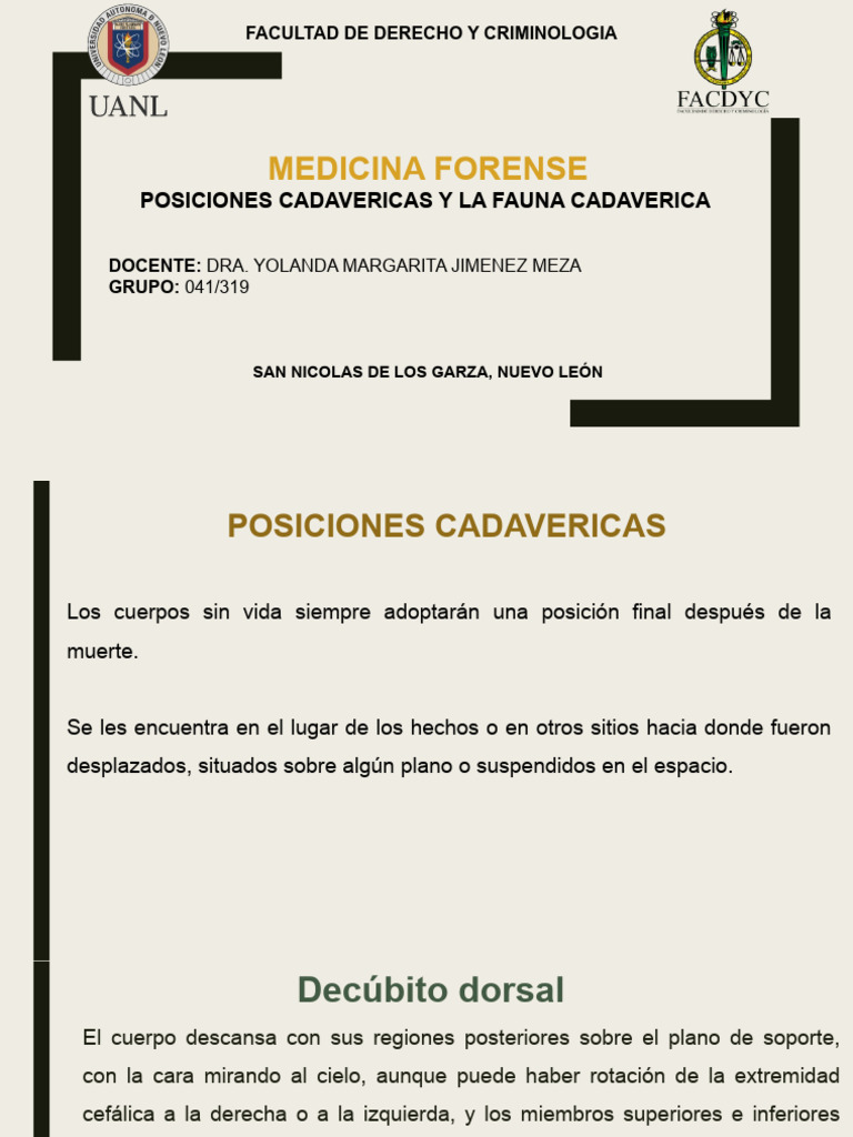 MF - Posiciones Cadavericas | Descargar gratis PDF | Mosca | Cadáver
