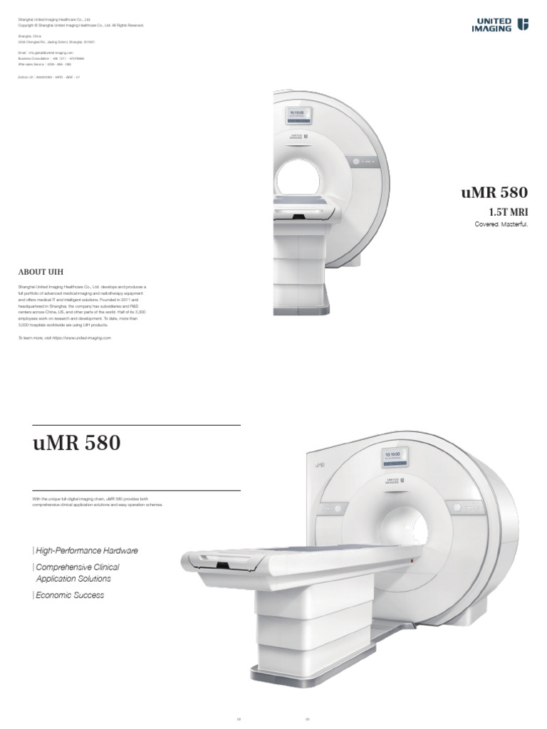 uMR 580 Brochure | PDF | Magnetic Resonance Imaging