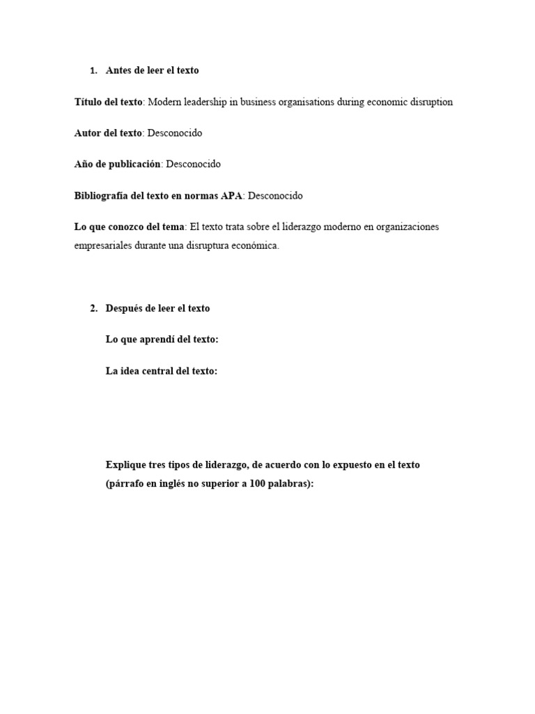 Antes de Leer El Texto | PDF