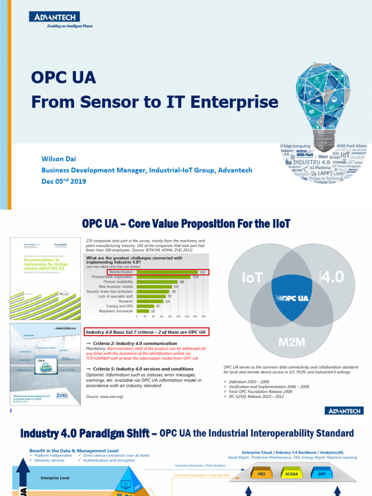 EN2 - OPC UA - From Sensor To IT Enterprise - Wilson - 20191202 | PDF ...