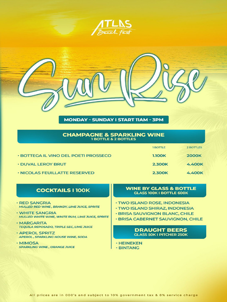 Atlas Beach Club - Beverage Menu | PDF
