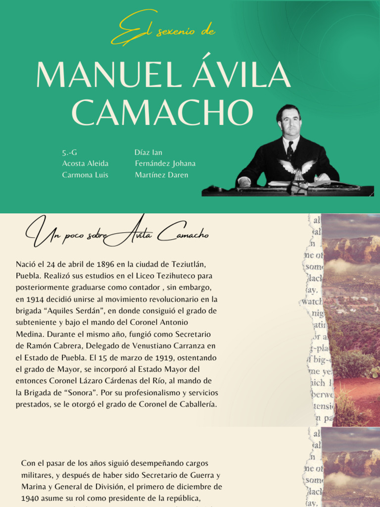 Manuel Ávila Camacho: Gobierno y Aportaciones | PDF | México