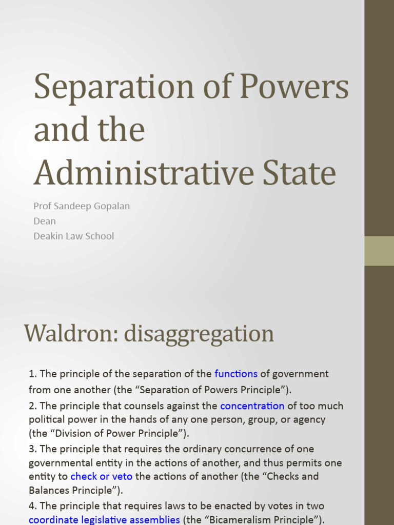 Separation of Powers and Administartive State | PDF | Chevron U.S.A ...