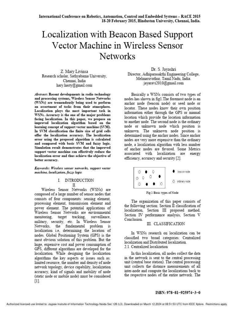 Improved SVM Localization in WSNs | PDF | Support Vector Machine | Wireless Sensor Network