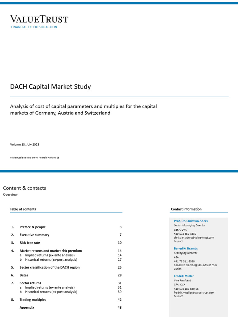 DACH Capital Market Study | PDF | Valuation (Finance) | Cost Of Capital