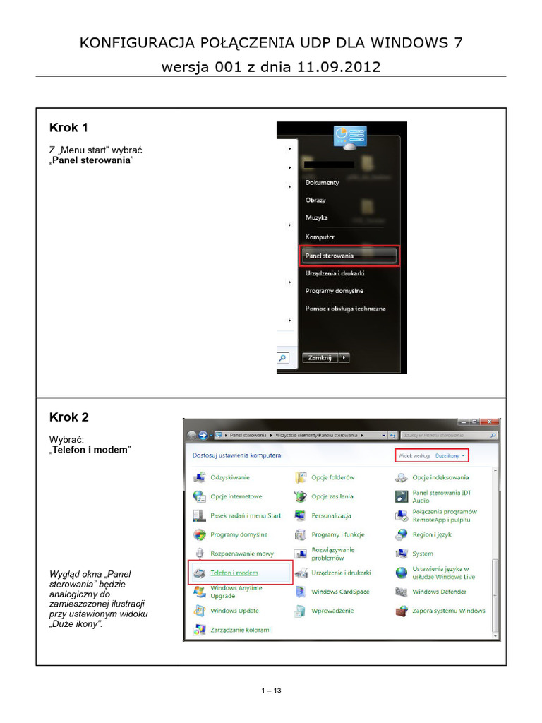 Konfiguracja UDP Dla Windows 7 | PDF