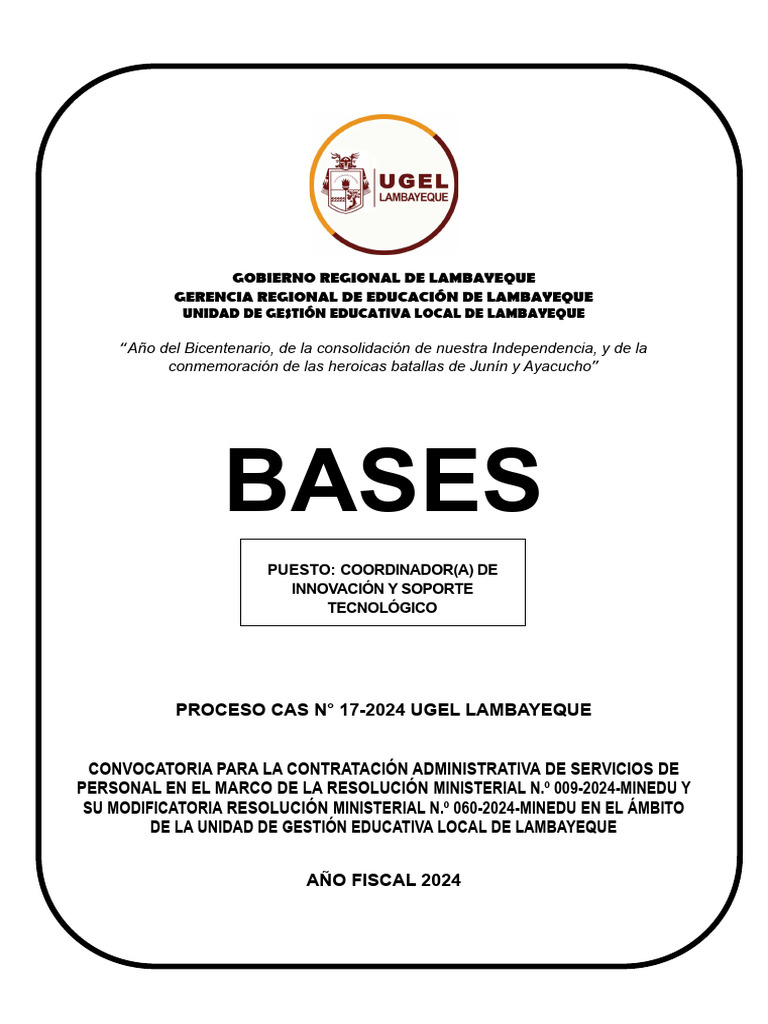 Convocatoria CIST UGEL Lambayeque 2024 | PDF | Documento de identidad ...
