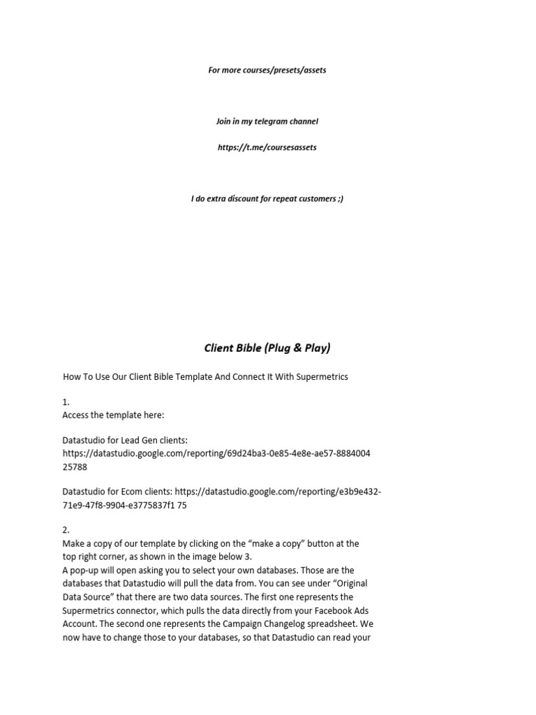 Client Bible 2.0 (Plug & Play) PDF | PDF | Spreadsheet | Information ...