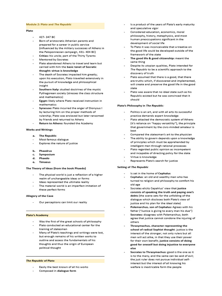 PSPA 1202 - Lesson 2 - Plato | PDF | Plato | Justice