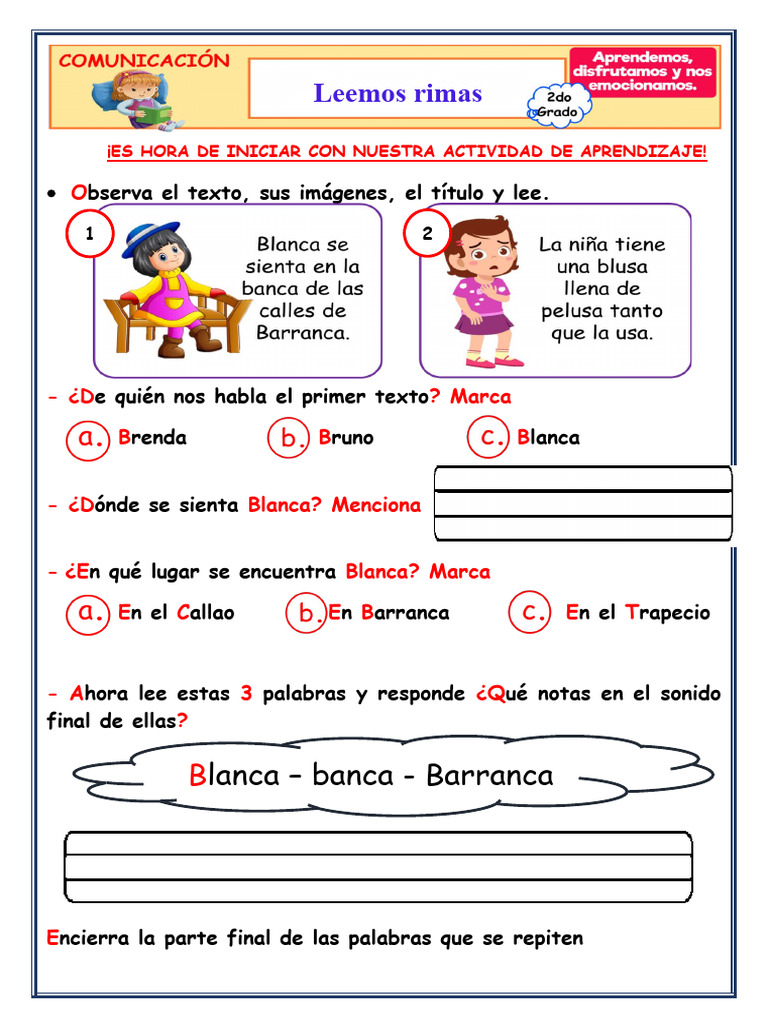 Ficha 18-03 Leemos Rimas Con BL | PDF