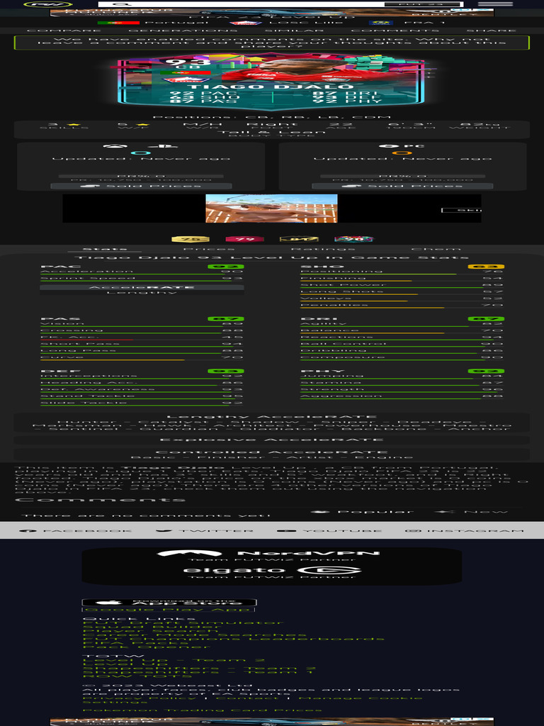 Tiago Djalo FIFA 23 Level Up - 93 Rated - Prices and in Game Stats ...