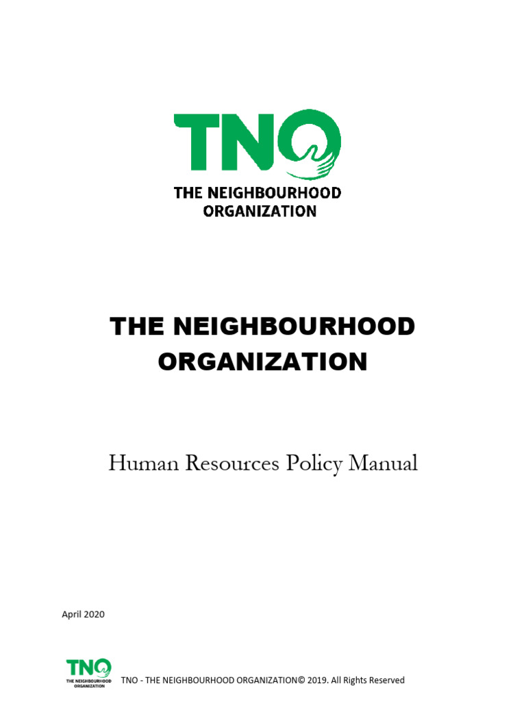 TNO Human Resources Manual | PDF | Confidentiality | Employment