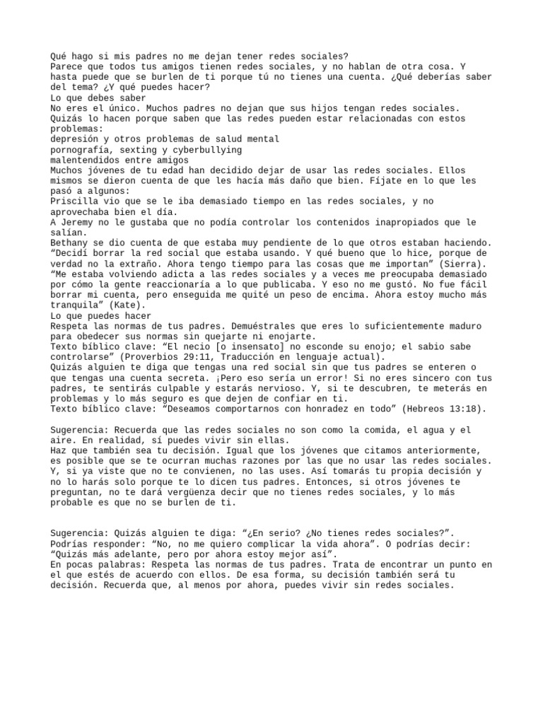 Qué Hago Si Mis Padres No Me Dejan Tener Redes Sociales Pdf