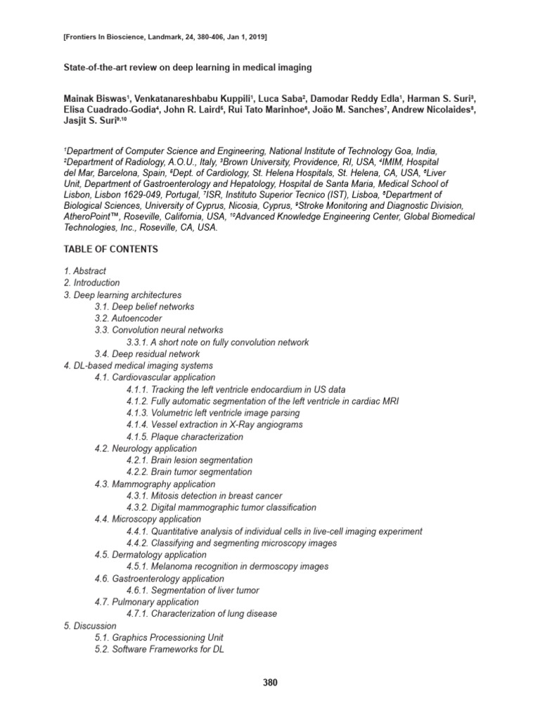 State of The Art Review On DL in Medical Images | PDF | Medical Imaging ...