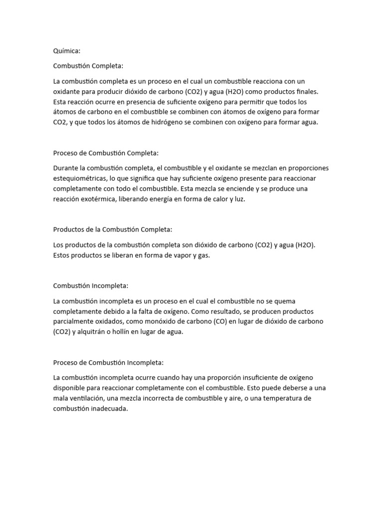 Química | PDF | Combustión | Propano