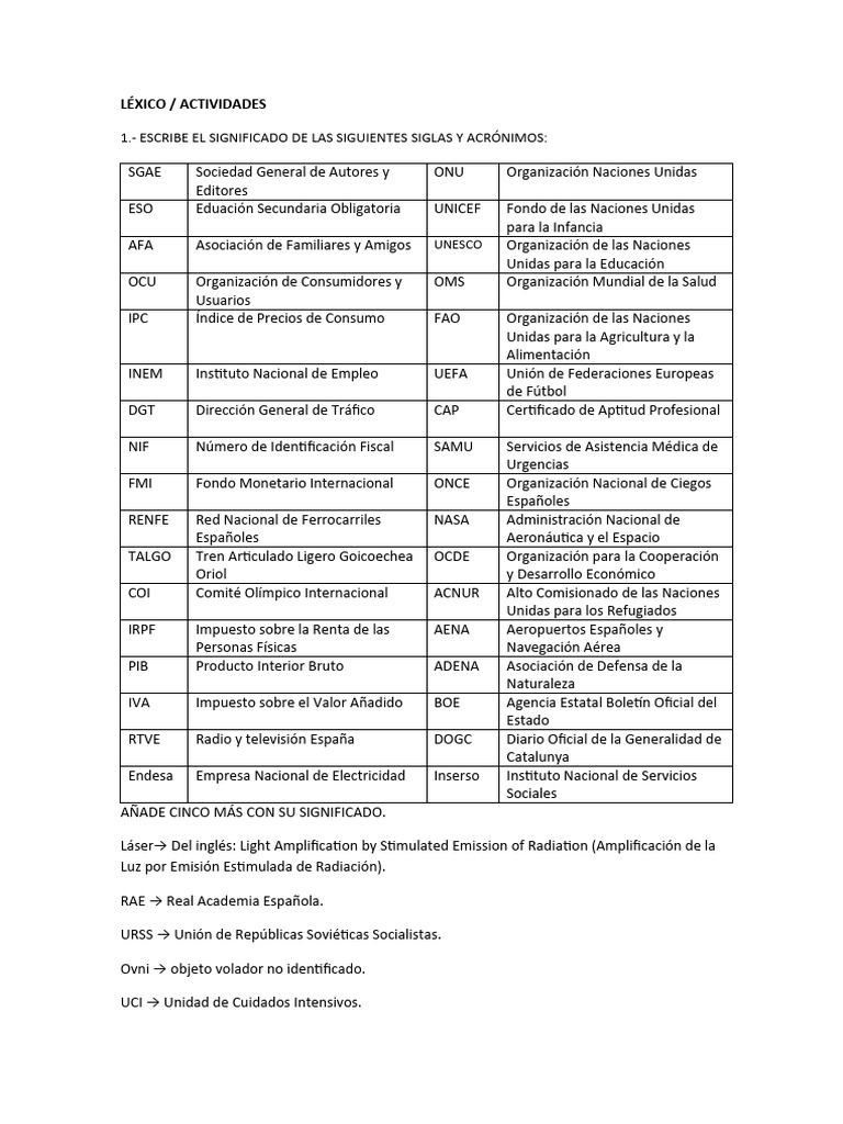 Siglas y Acrónimos | PDF | España | Economias