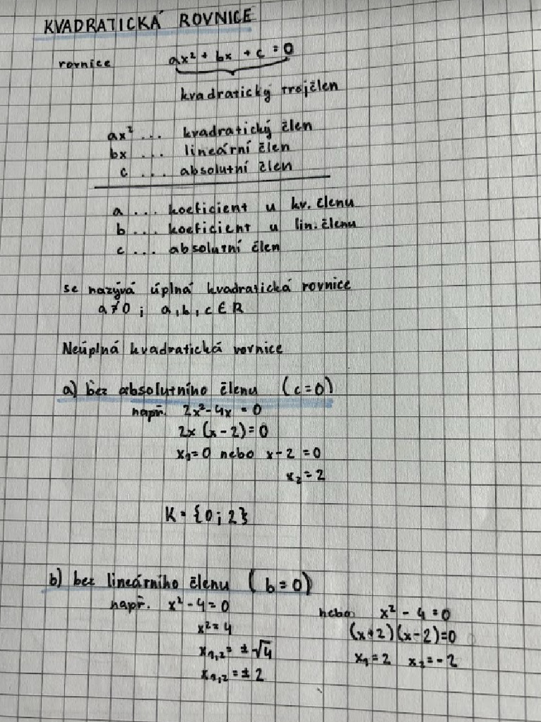 Neúplná Kvadratická Rovnice | PDF