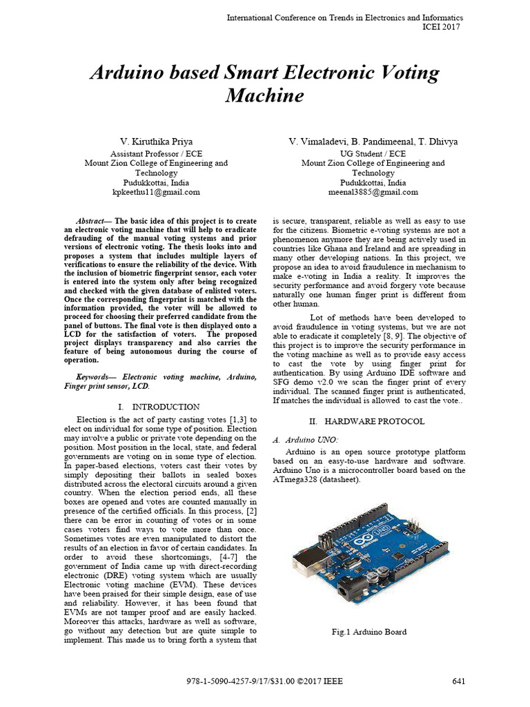 4 - Voting Machine | PDF | Electronic Voting | Arduino