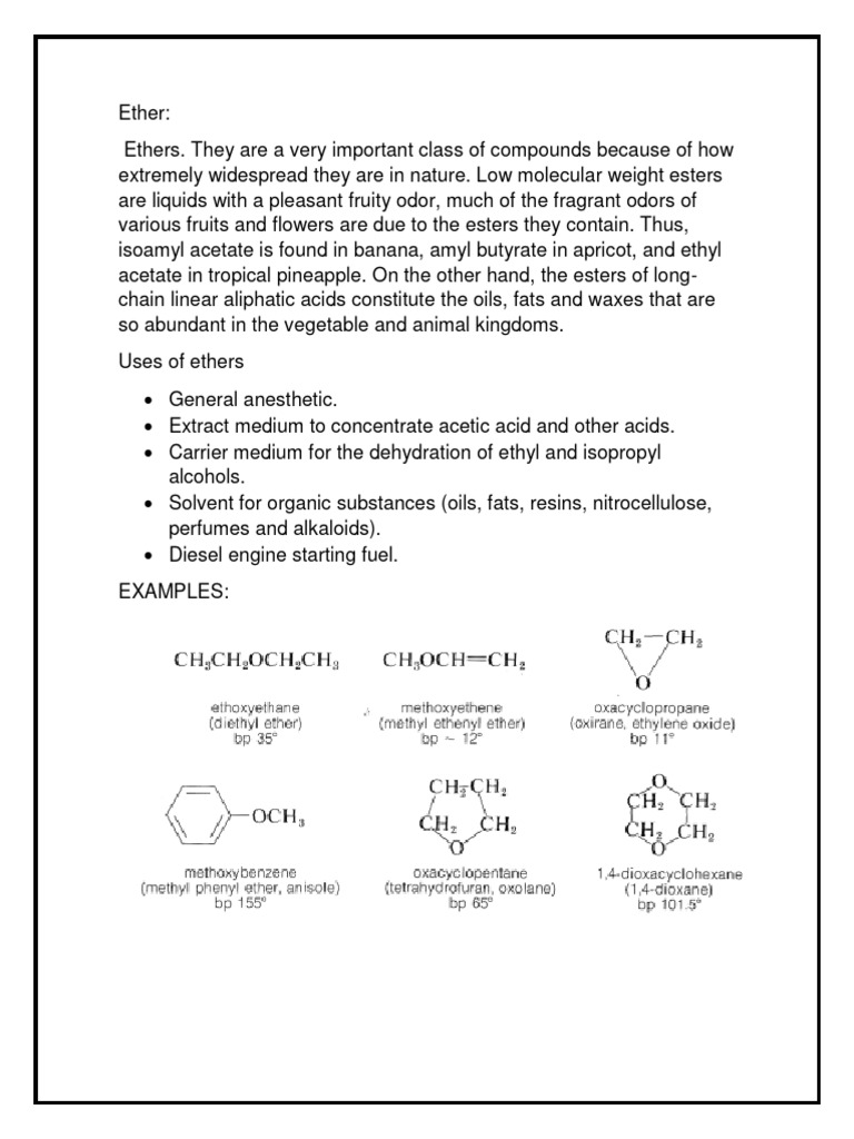 Uses and Properties of Ethers and Amines | PDF