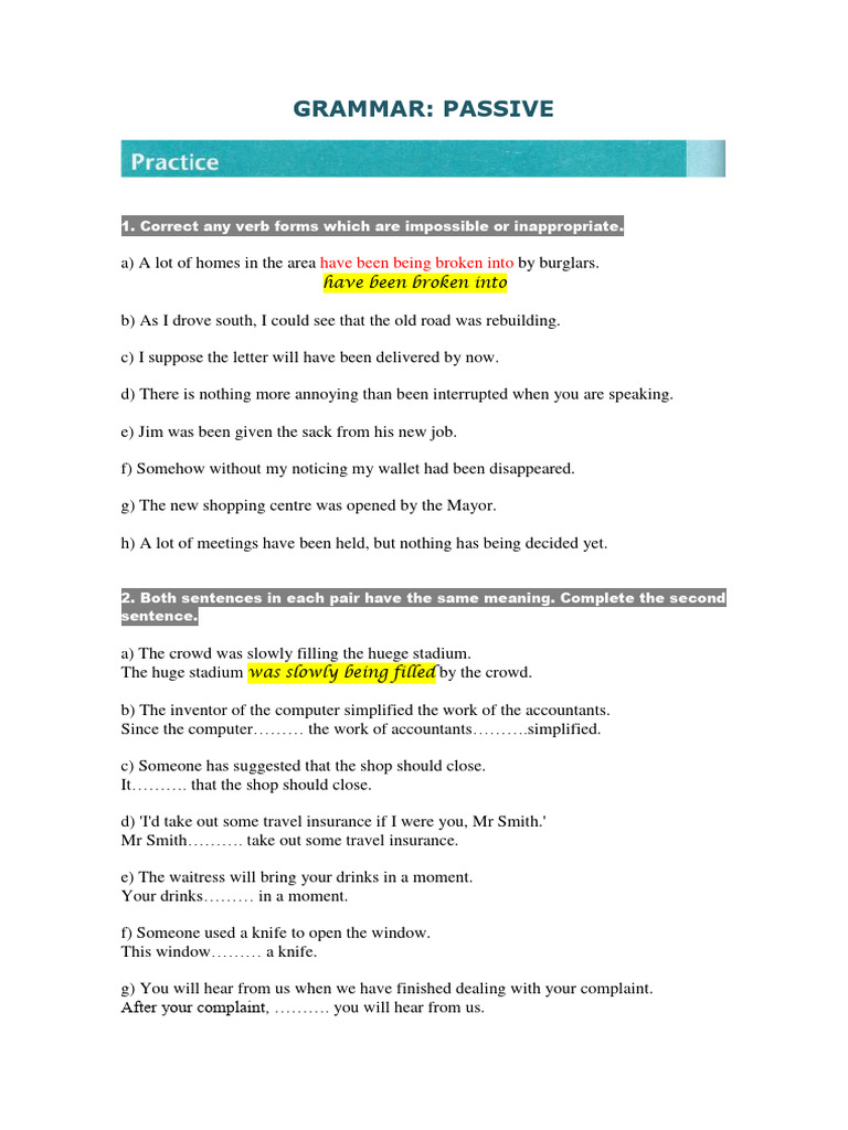 Passive Exercises | PDF