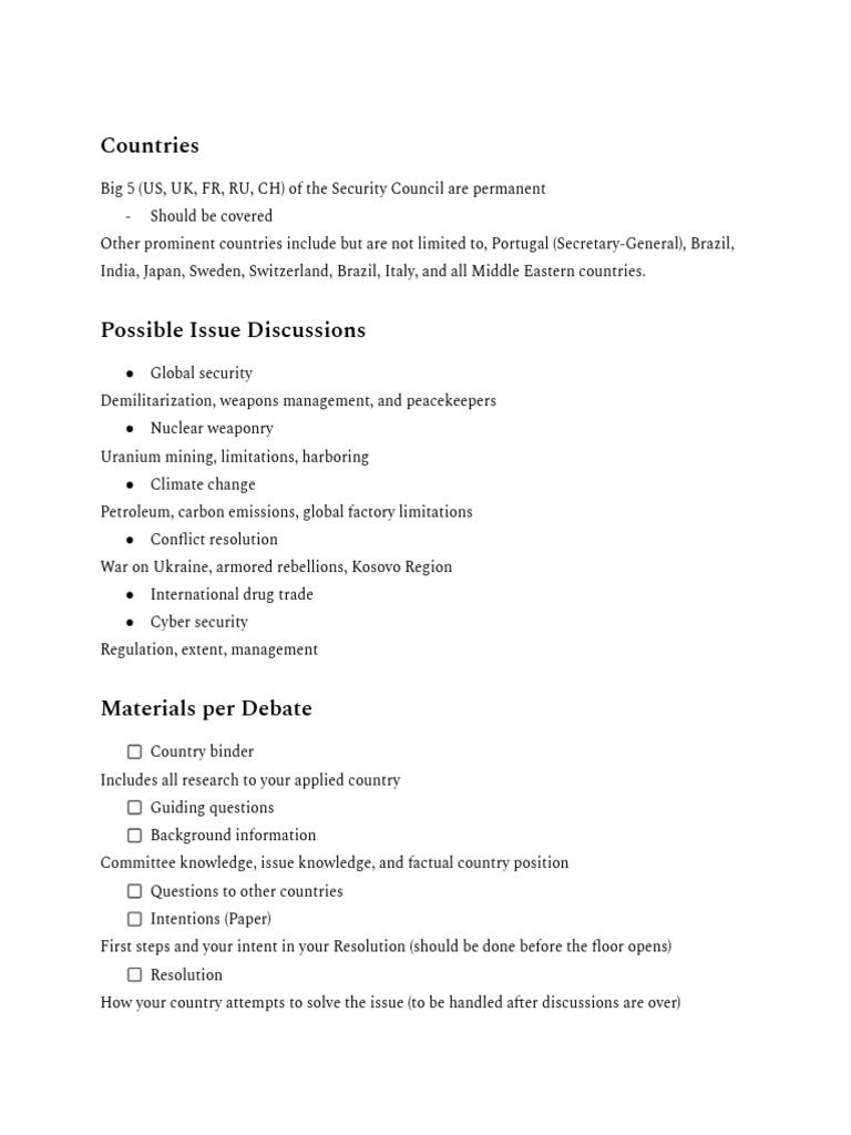 MUN Notes Basic | Download Free PDF | United Nations Security Council ...