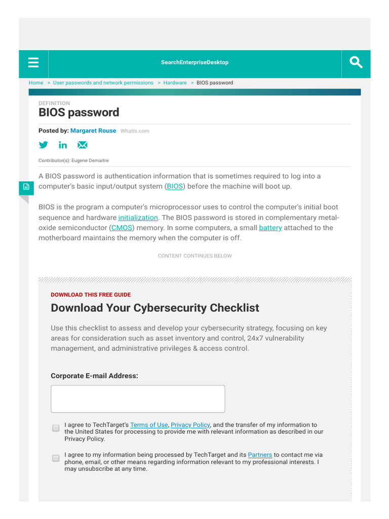 What Is BIOS Password - Definition From WhatIs - Com - 1597911842291 ...