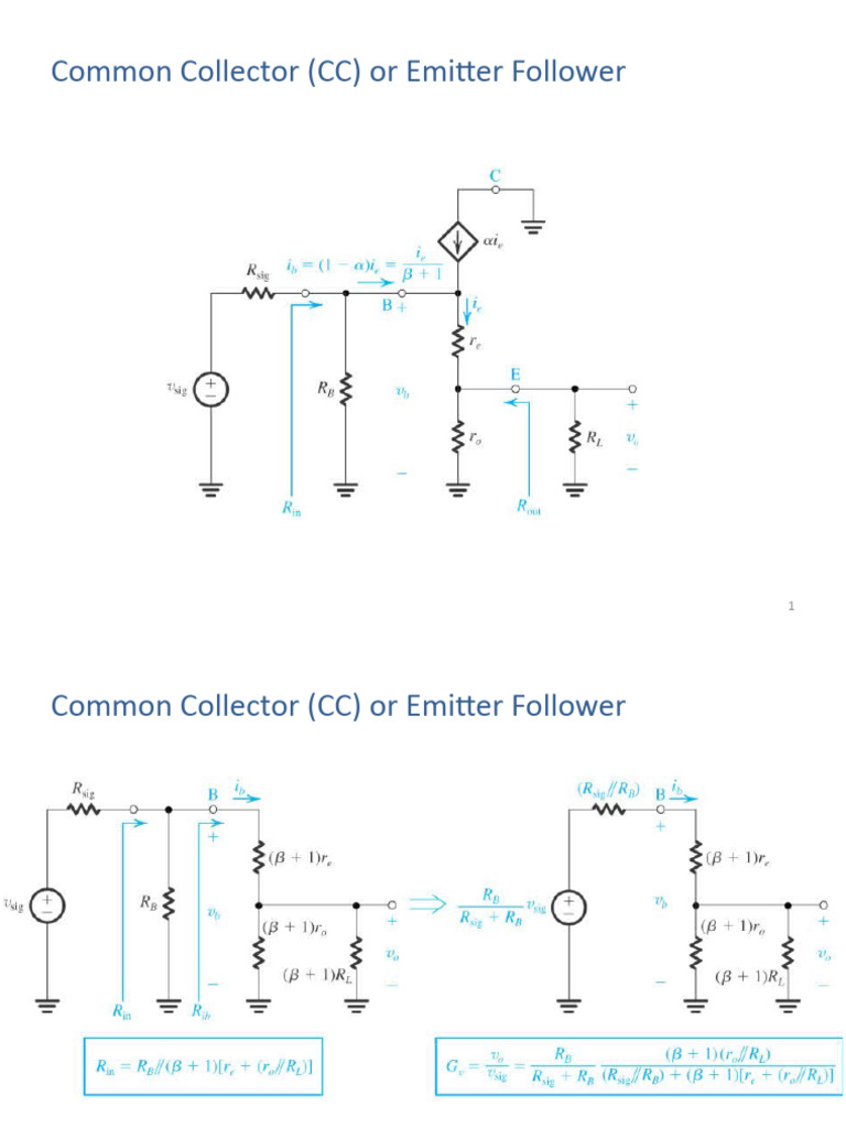 Common Collector (CC) or Emitter Follower | PDF | Amplifier | Mosfet