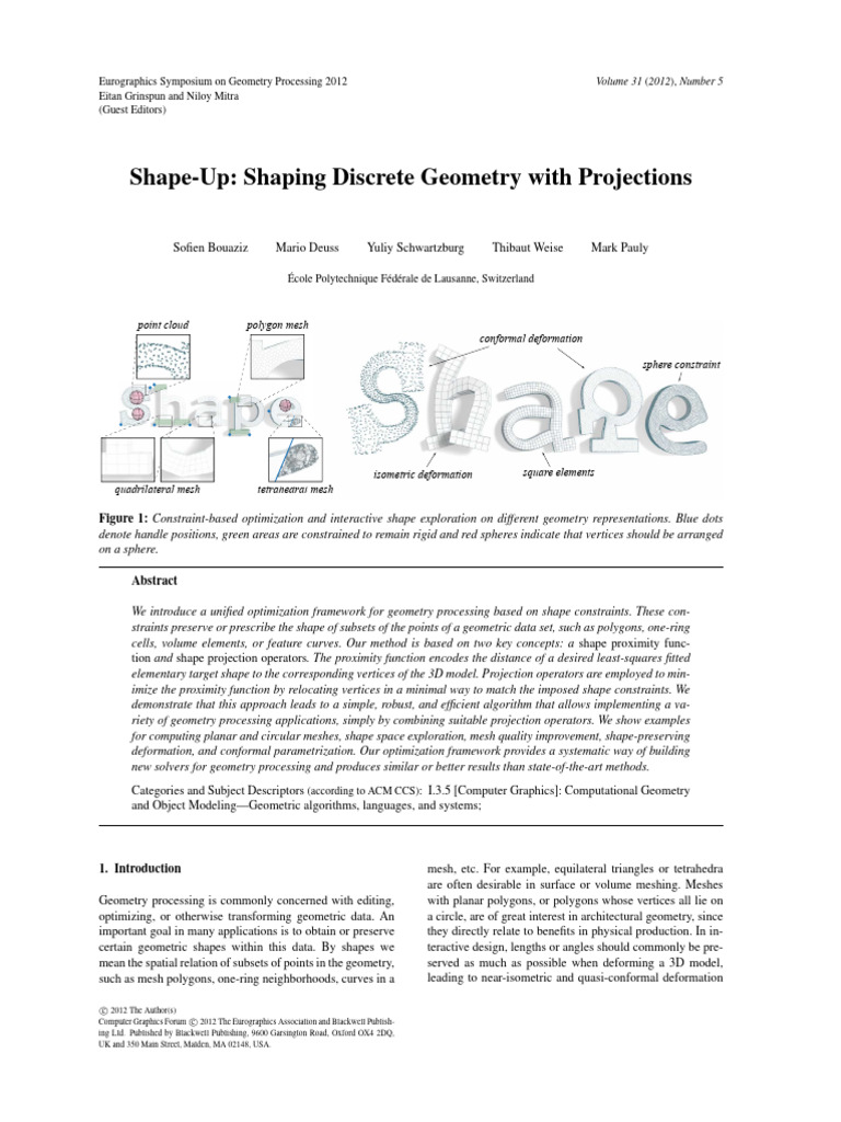 Shape-Up Shaping Discrete Geometry With Projections | PDF | Shape ...