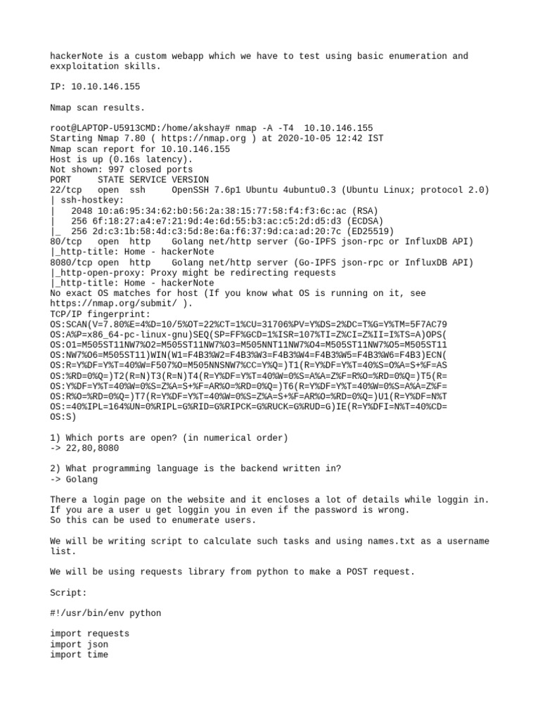 Hackernote Tryhackme Walkthrough | PDF | Secure Shell | Login
