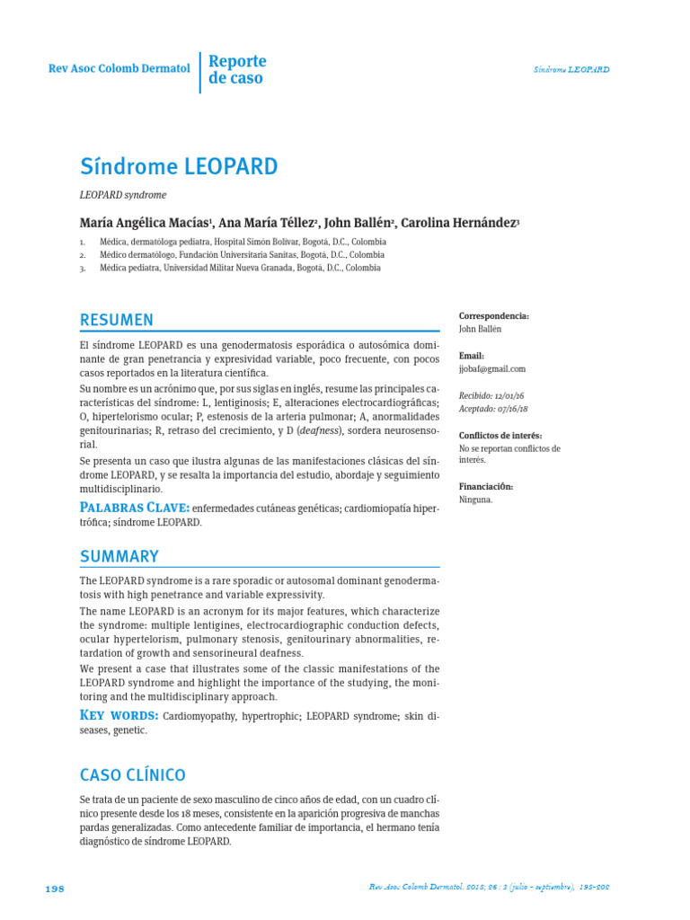 Síndrome LEOPARD: Resumen | PDF | Medicina | Enfermedades y trastornos