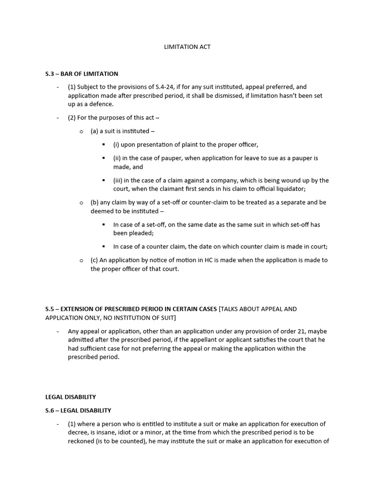 Limitation Act | PDF | Lawsuit | Liquidation