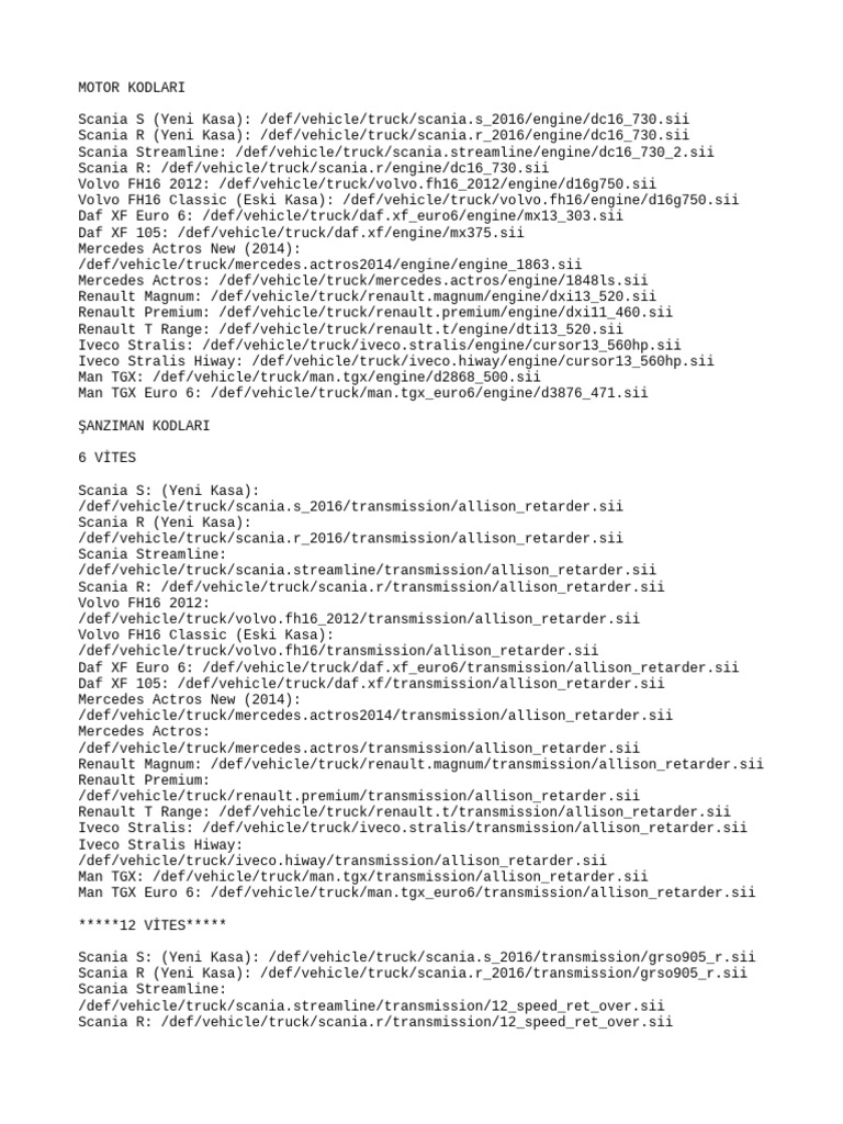 Euro Truck Simulator 2 Save-Edit Ready Codes | PDF | Motor Vehicle ...