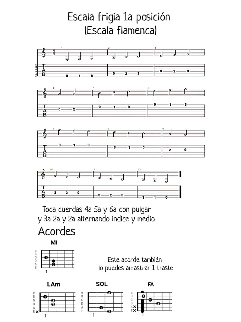 Escala Frigia 1a Posición | PDF