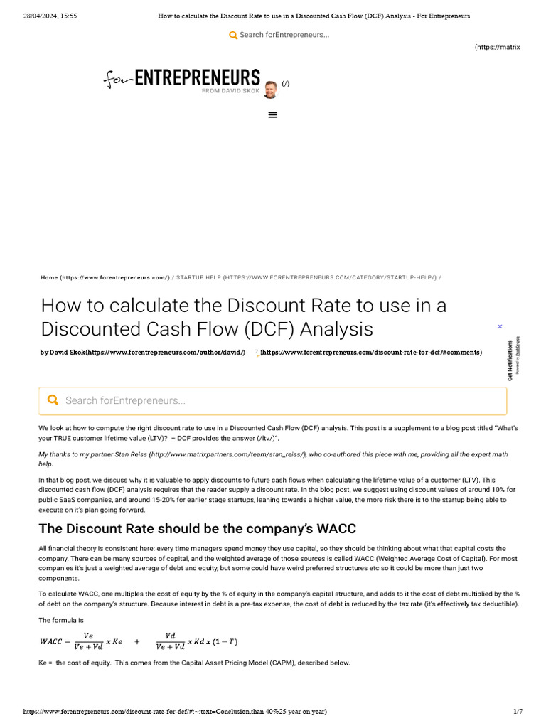 How To Calculate The Discount Rate To Use in A Discounted Cash Flow ...