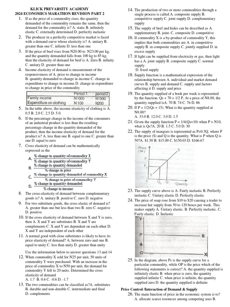 Eco Marathon 2 Students | PDF | Utility | Elasticity (Economics)