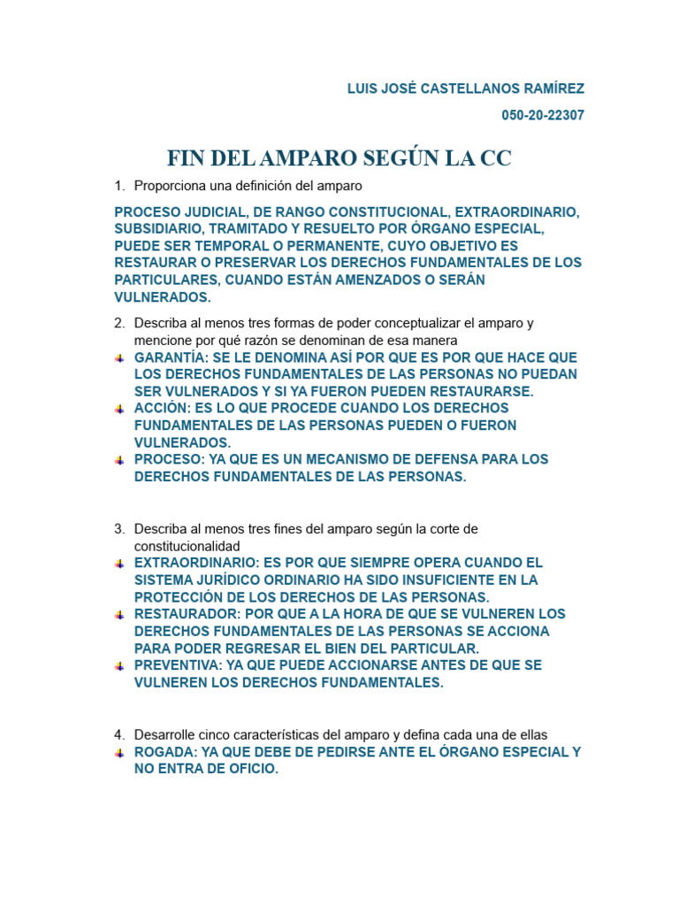 Definición y Características del Amparo | PDF