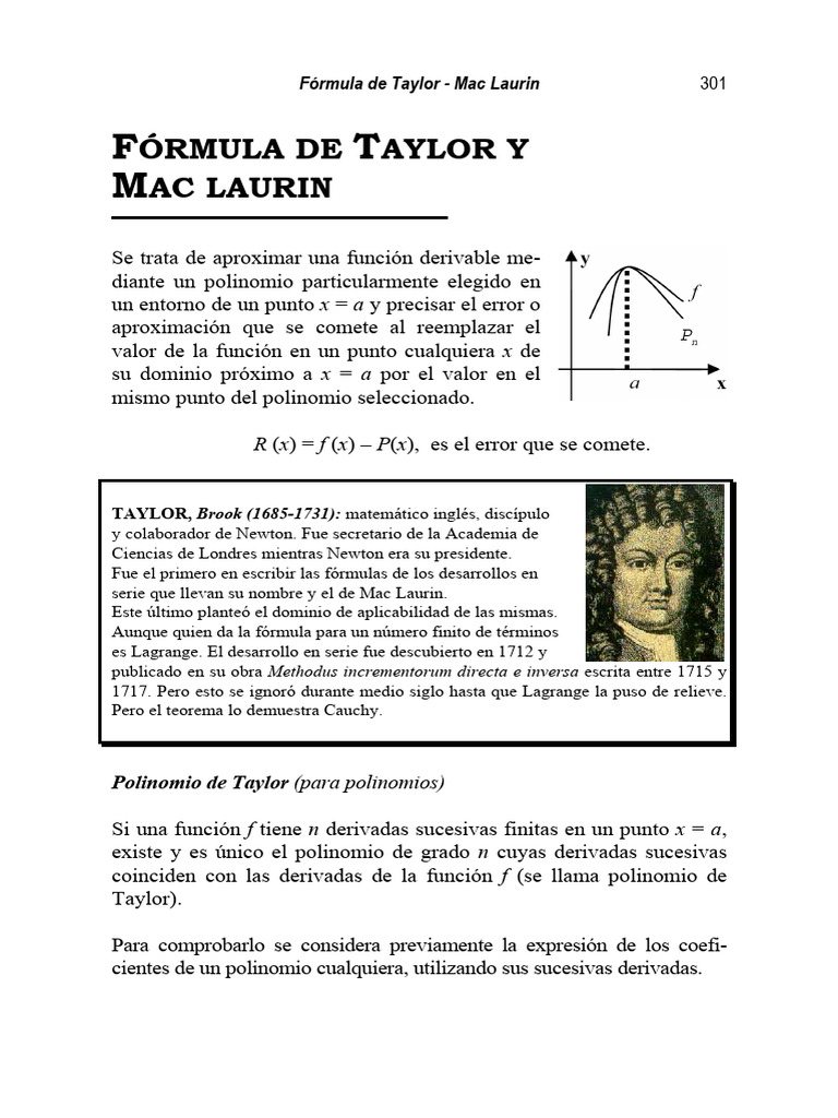 Fórmulas de Taylor y Mac Laurin | PDF | Matemáticas Aplicadas ...