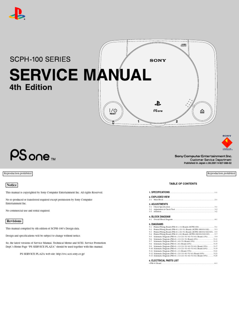 06 Sony-ps1-Scph-100 Series Service Manual 4th Ed | PDF | Laser | Power Supply