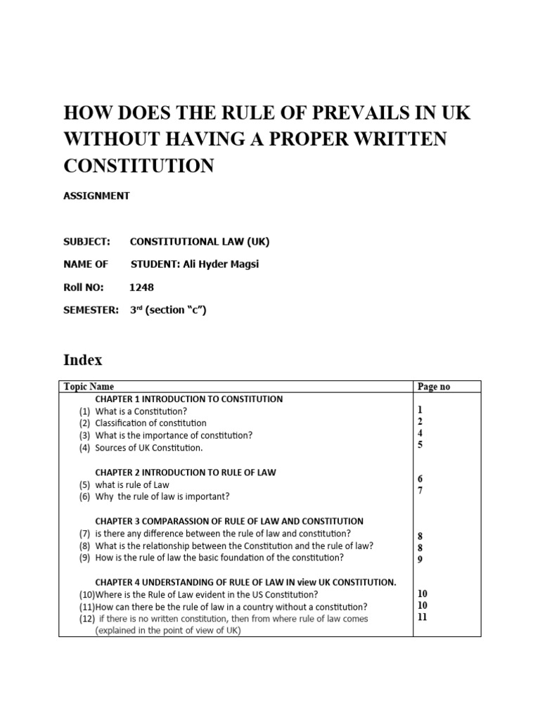 Prevails in Uk Without Having A Proper Written Constitution | PDF ...