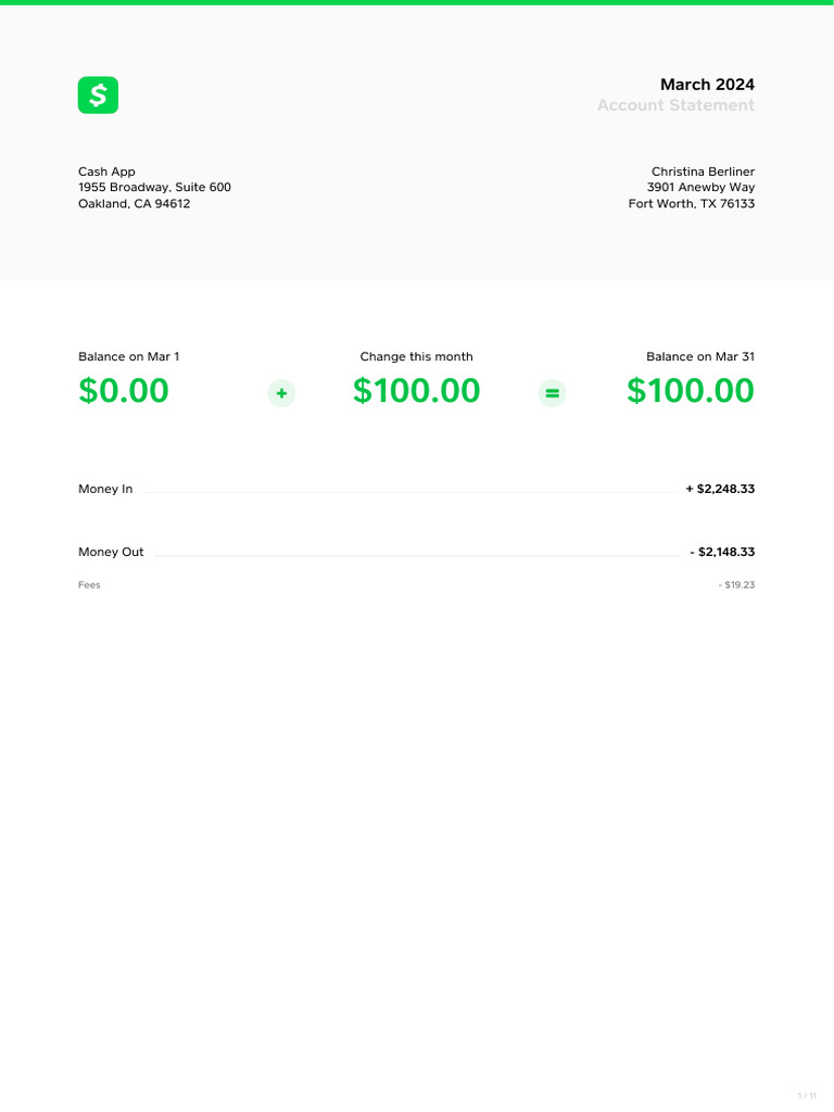 Cash App March 2024 Account Statement Compressed | PDF