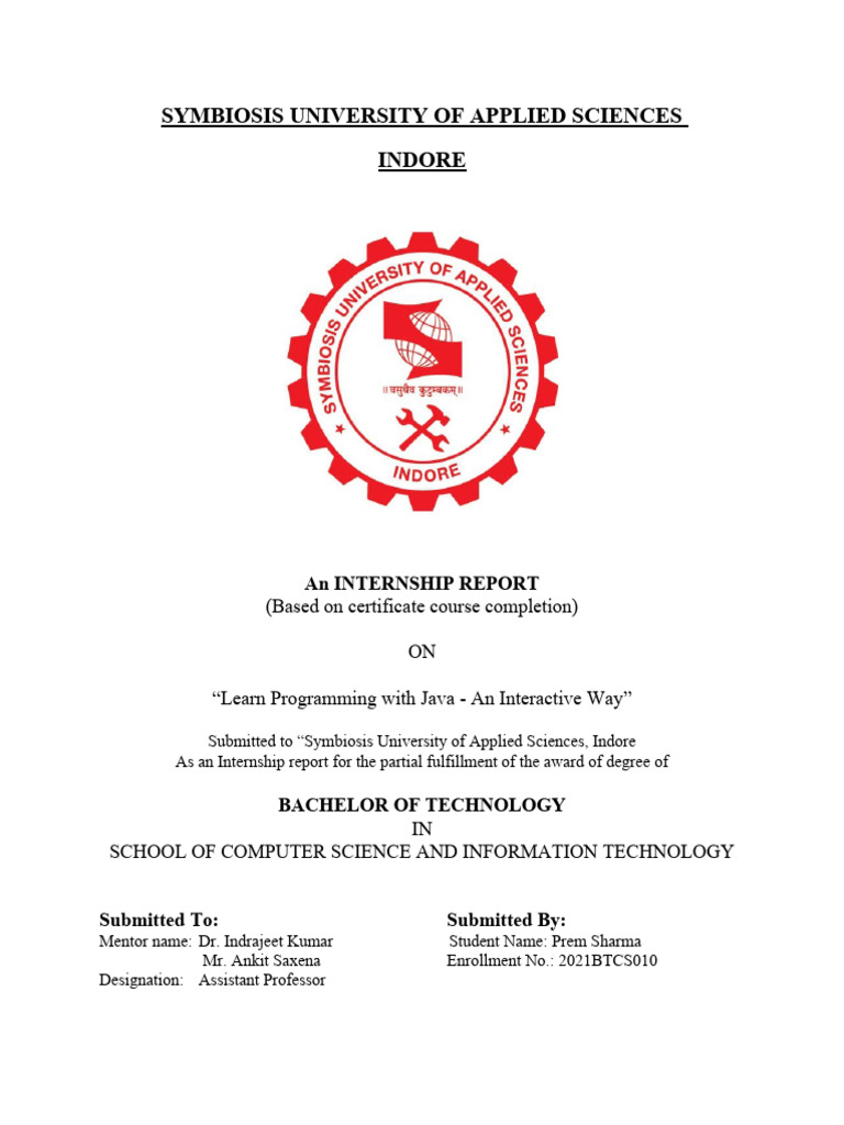 Java Programming Internship Report | PDF | Data Type | Integer (Computer Science)