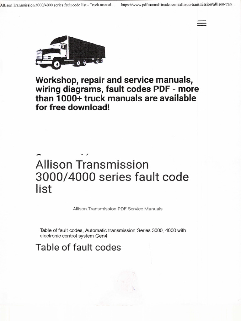 Fault Code ALLISON | PDF | Automatic Transmission | Mechanical Engineering