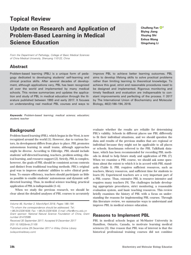 Enhancing Medical Education with PBL | PDF | Teachers | Learning
