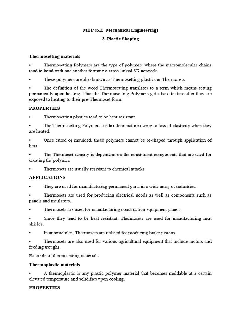 MTP 3 Notes | Download Free PDF | Polymers | Extrusion